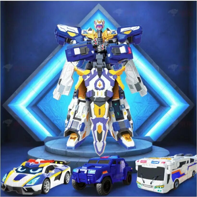 Метал Кард Бот. Сияющий синий громовой король - три в одном трансформер 30 см S2. METALCARDBOT