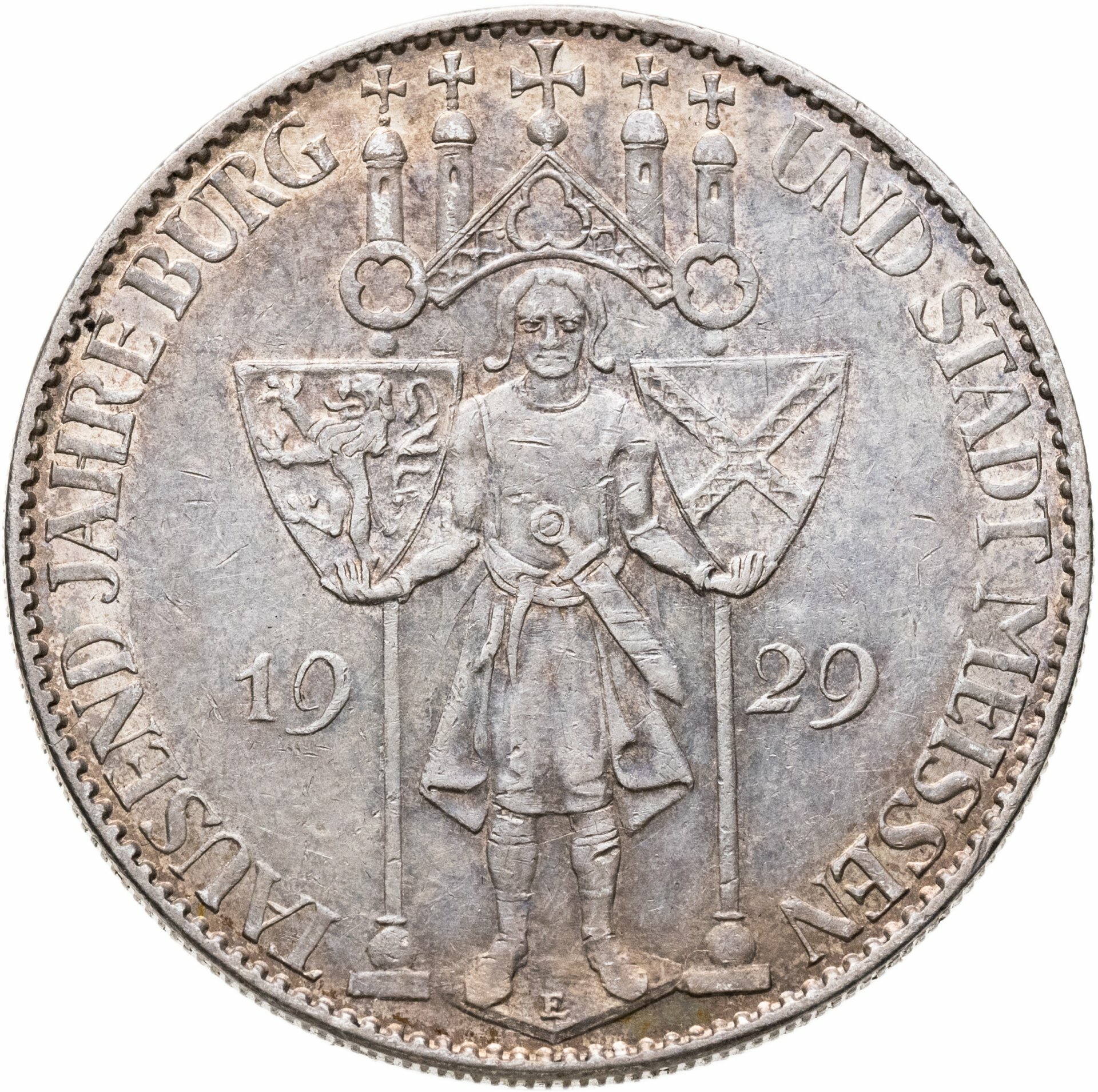 Германия 5 рейхсмарок reichsmark 1929 "1000 лет Мейсену", Серебро 500, в сохранности AU