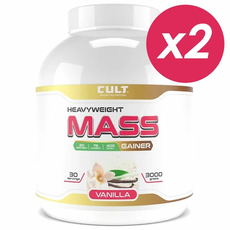 Гейнер для набора веса, массы, углеводы Cult 100% Pure Mass Gainer 6000 г (6 кг), ваниль