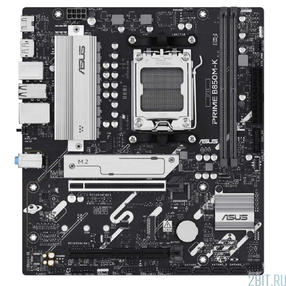 Материнская плата Asus PRIME B850M-K SocketAM5 AMD B850 2xDDR5 mATX AC`97 8ch(7.1) 2.5Gg RAID+HDMI+DP
