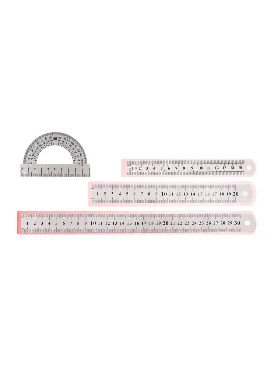 Набор линеек школьных металлических, 4 штуки