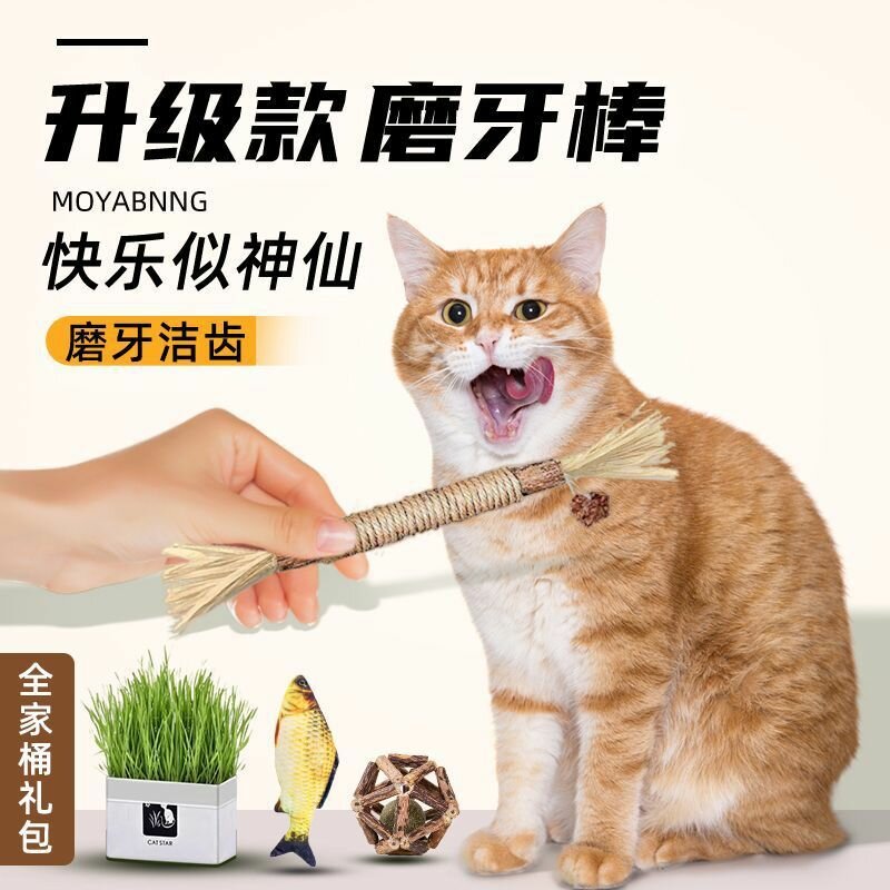 Кошачий жевательный стик с котовой мятой, 1 шт, натуральный, безопасный и прочный для зубов кошек, нетоксичная игрушка