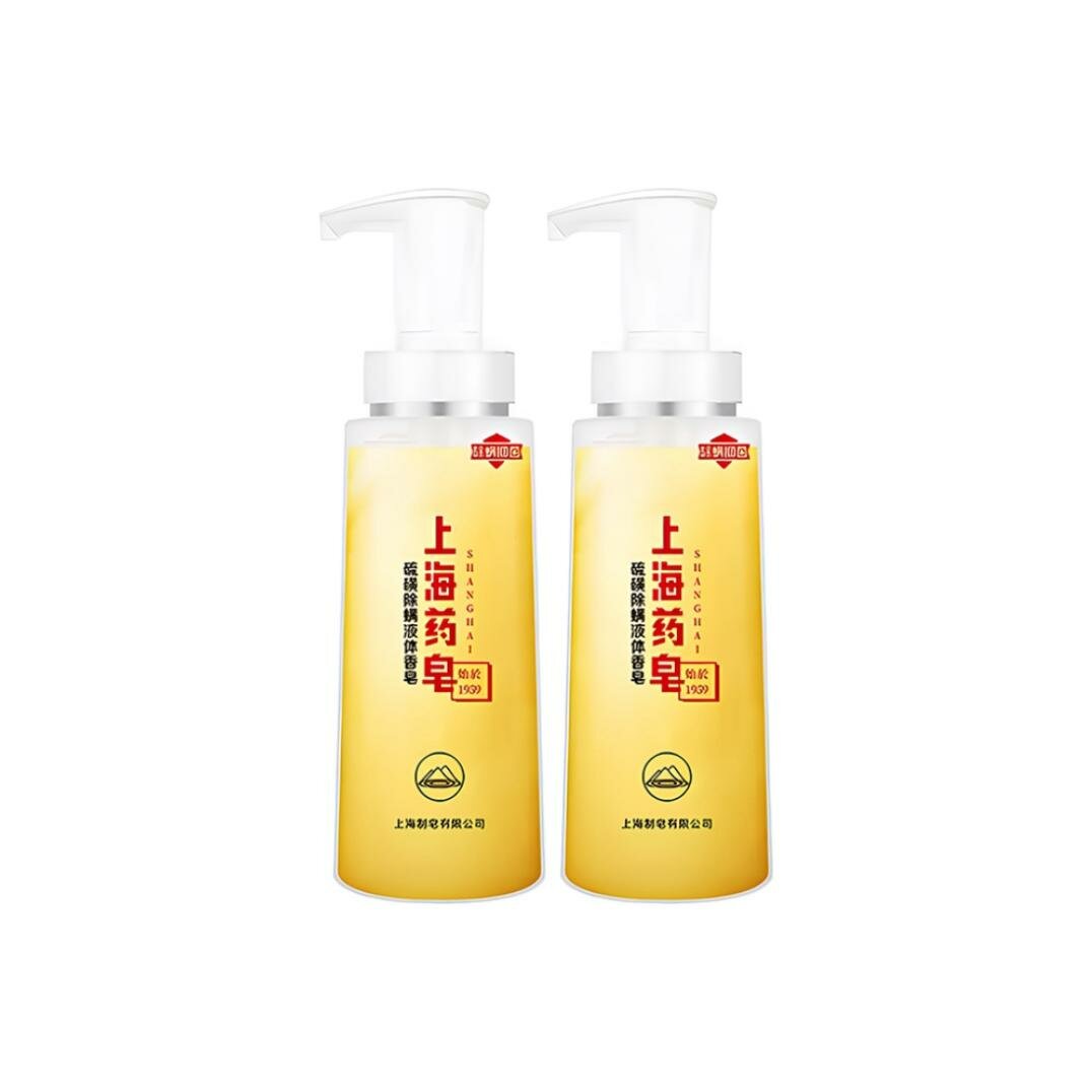 Жидкое мыло унисекс Shanghai Medicinal Soap Сера, от чесоточных клещей, гель для душа, 320 г x2