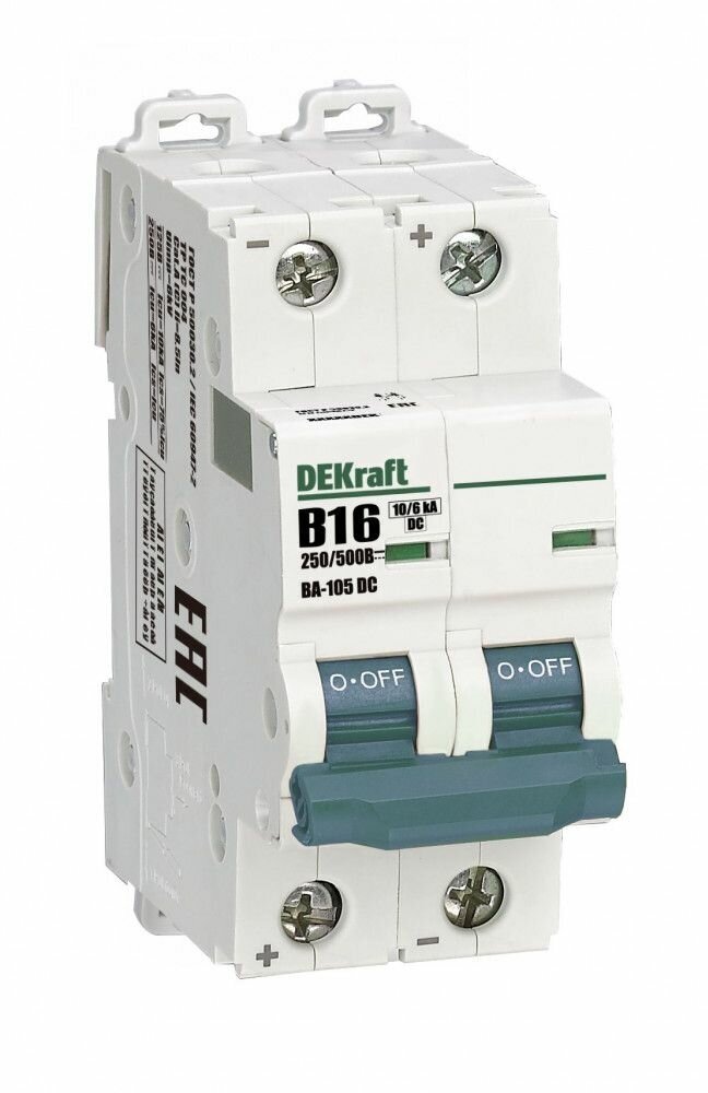 DEKraft ВА-105 Автоматический выключатель 2P B кривая 16A 500В DC, 13367DEK