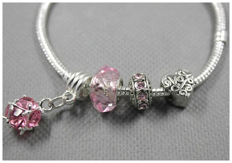 Браслет-цепочка, стекло, муранское стекло, стразы