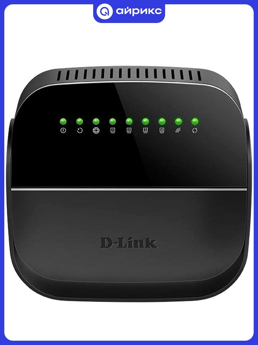 Wi-Fi роутер D-LINK DSL-2640U/R1A, Wi-Fi N150, 2.4 ГГц, 802.11 b/g/n, 150 Мбит/с, 1 антенна (внутренняя), черный