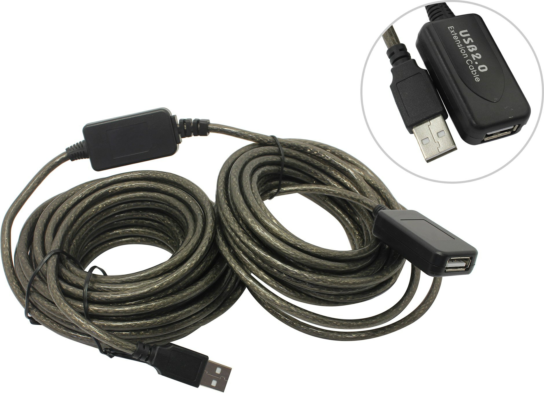 Кабель удлинительный «B&P» активный USB 2.0-repeater Am-Af 15м