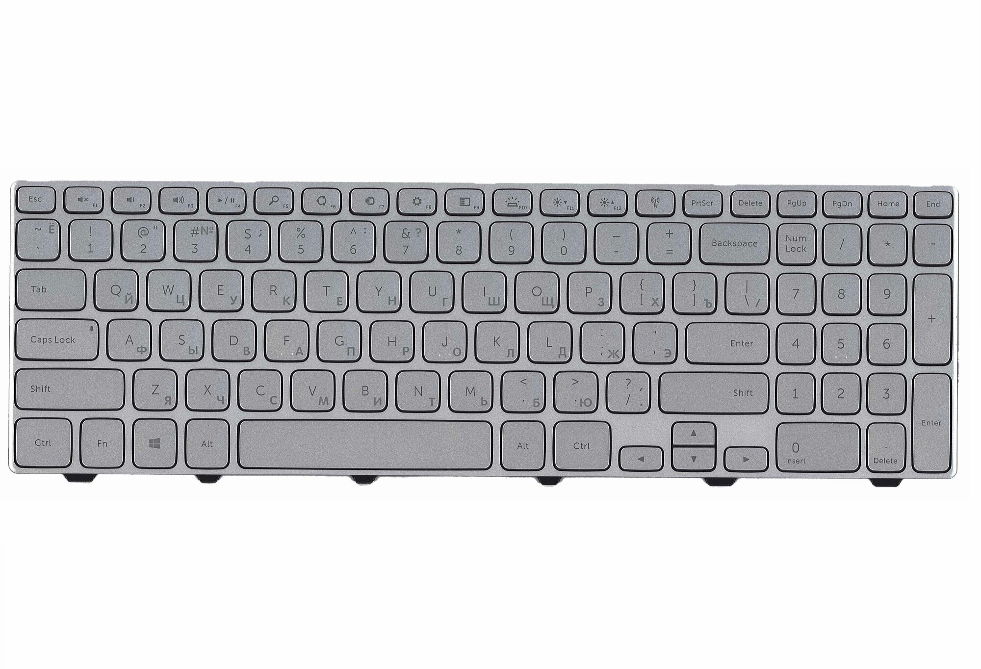 Клавиатура для ноутбука Dell Inspiron 15-7000 15-7537 Серебряная P.n: 0KK7X9, KK7X9, NSK-LG0BW, NSK-LG0LN