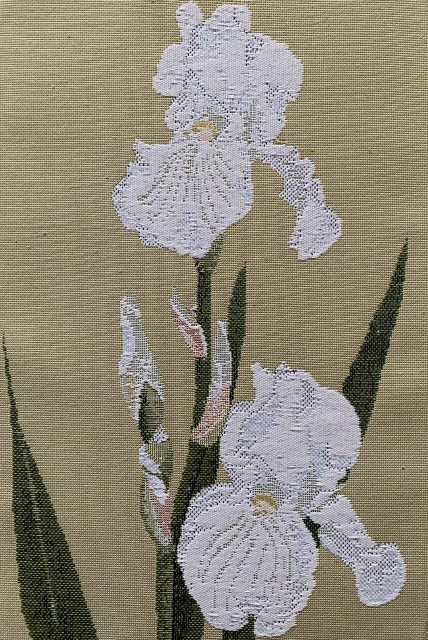 Гобелен, гобелен без рамы 29х19 см / "Ирисы белые"