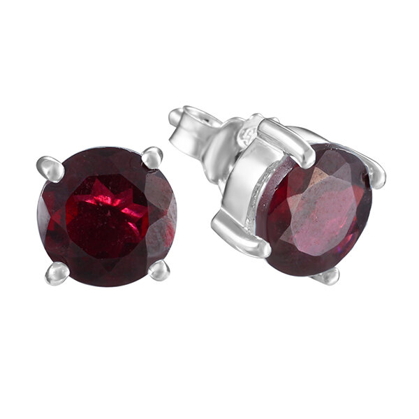 Серьги пусеты, серебро, 925 проба, гранат