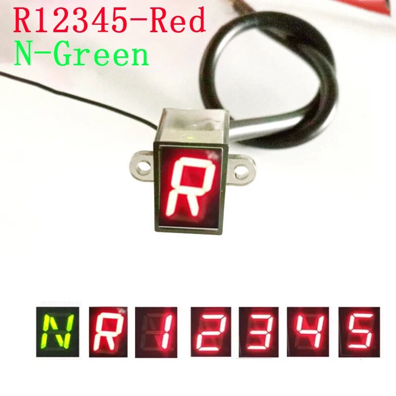 Мотоциклетный индикатор переключения передач, 6 скоростей, черный, универсальный, светодиодный индикатор переключения передач Красный, R12345 Red-N Green