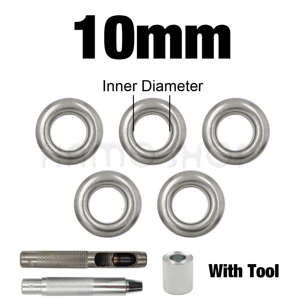 Набор люверсов серебристого цвета с инструментом для рукоделия 10mm