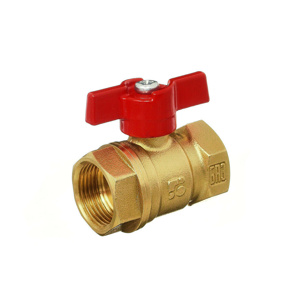 Кран шаровой латунный БАЗ Standart 1/2 ВР(г) х 1/2 ВР(г) проходной бабочка прямой (БАЗ. А30.1.15.40)