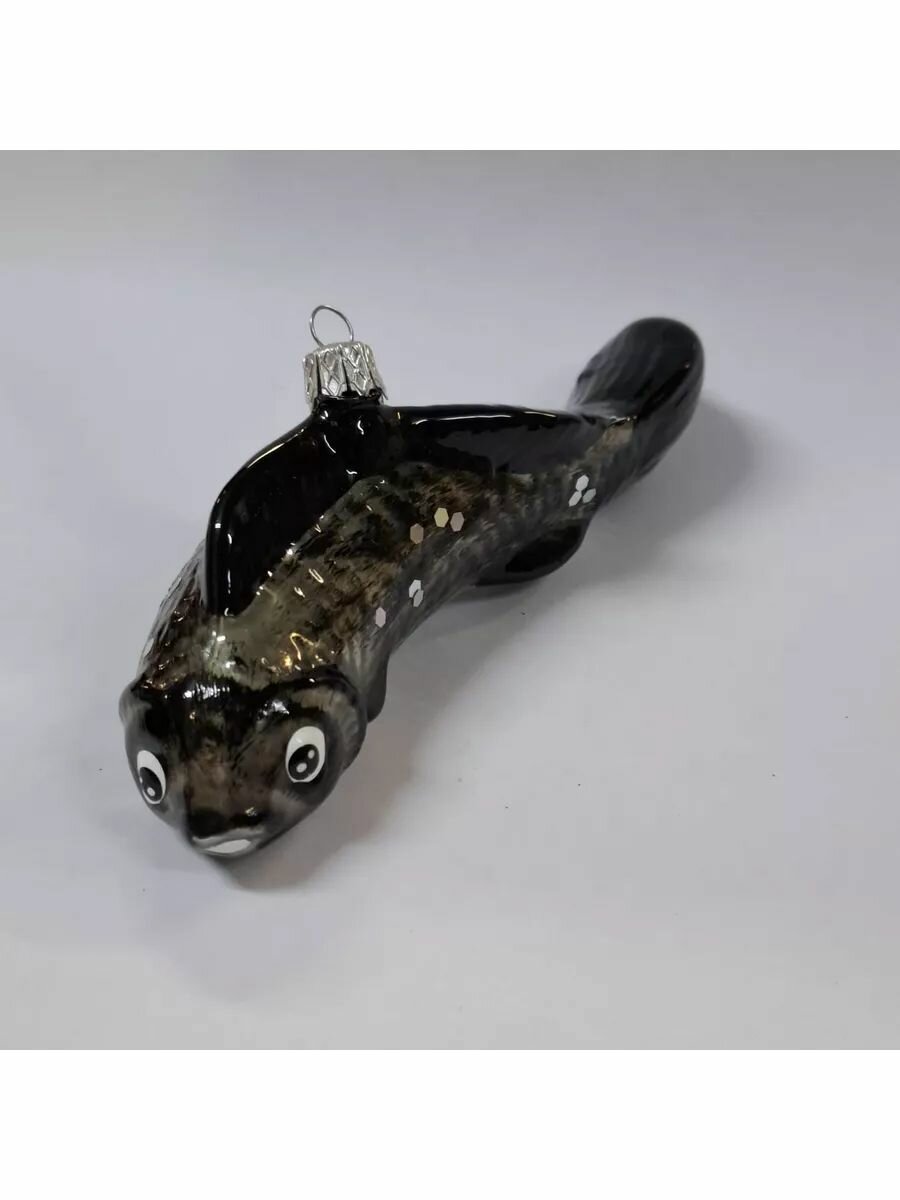 Игрушка на елку Рыба Сом, черная 5см