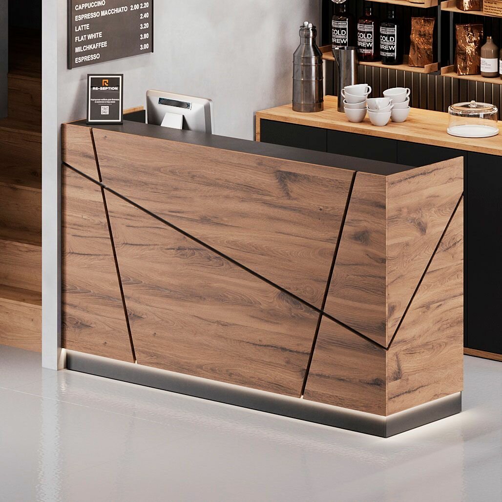 Барная стойка "Хайтек" Черный/Юстус/ 2000х1200х600, С Подсветкой RGB