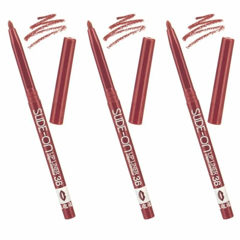 TF cosmetics Карандаш для губ Slide-on, тон 36 живой коралл, 3шт