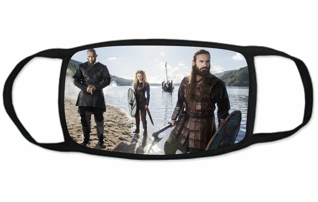 Маска защитная тканевая на лицо Vikings, Викинги №7, Детская - 18 на 10 см