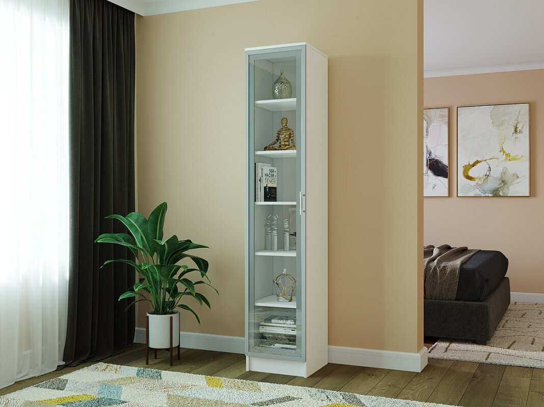 Книжный шкаф МебельЛэнд24 Альма - 1 Белый 30x30x200