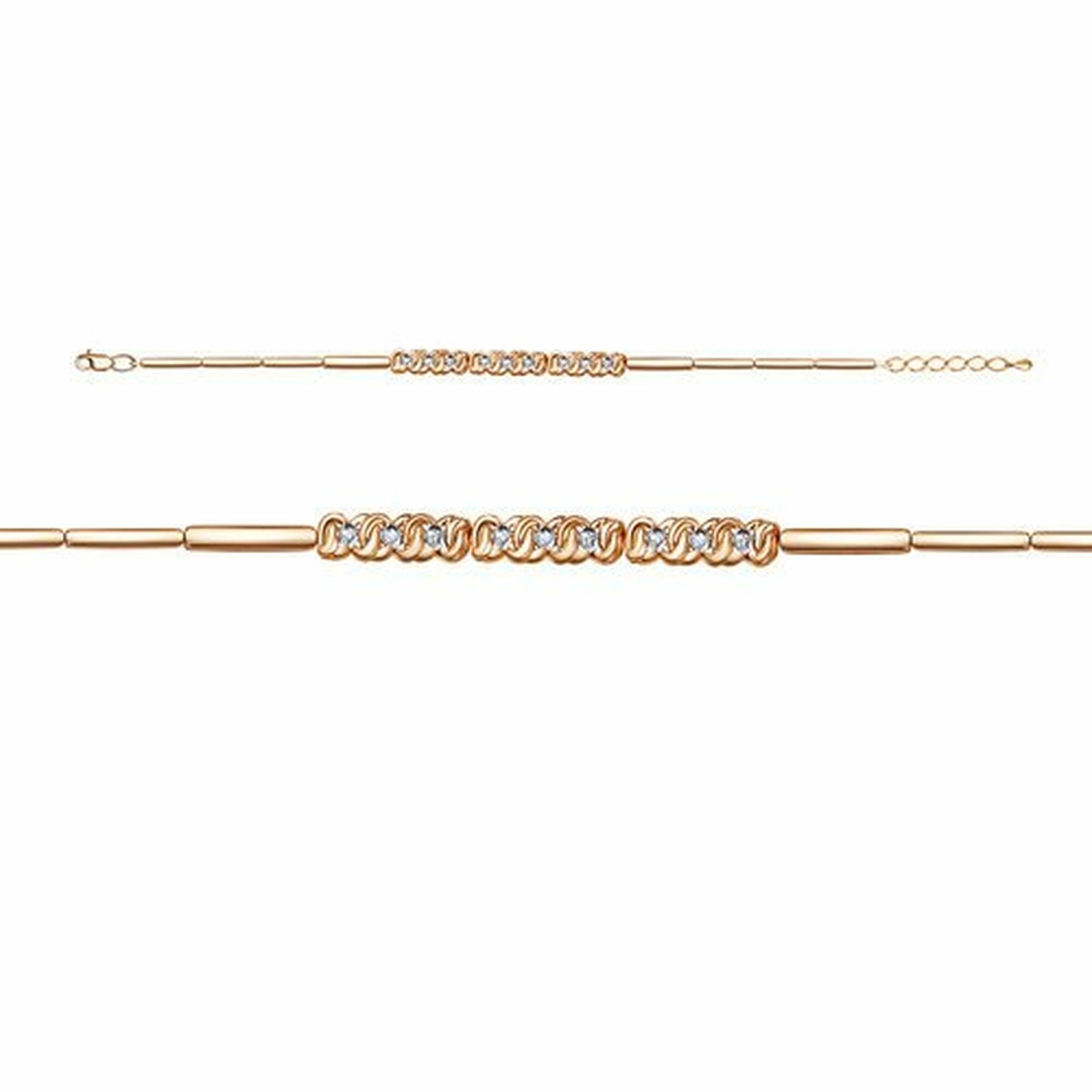 Браслет, красное золото, 585 проба, бриллиант