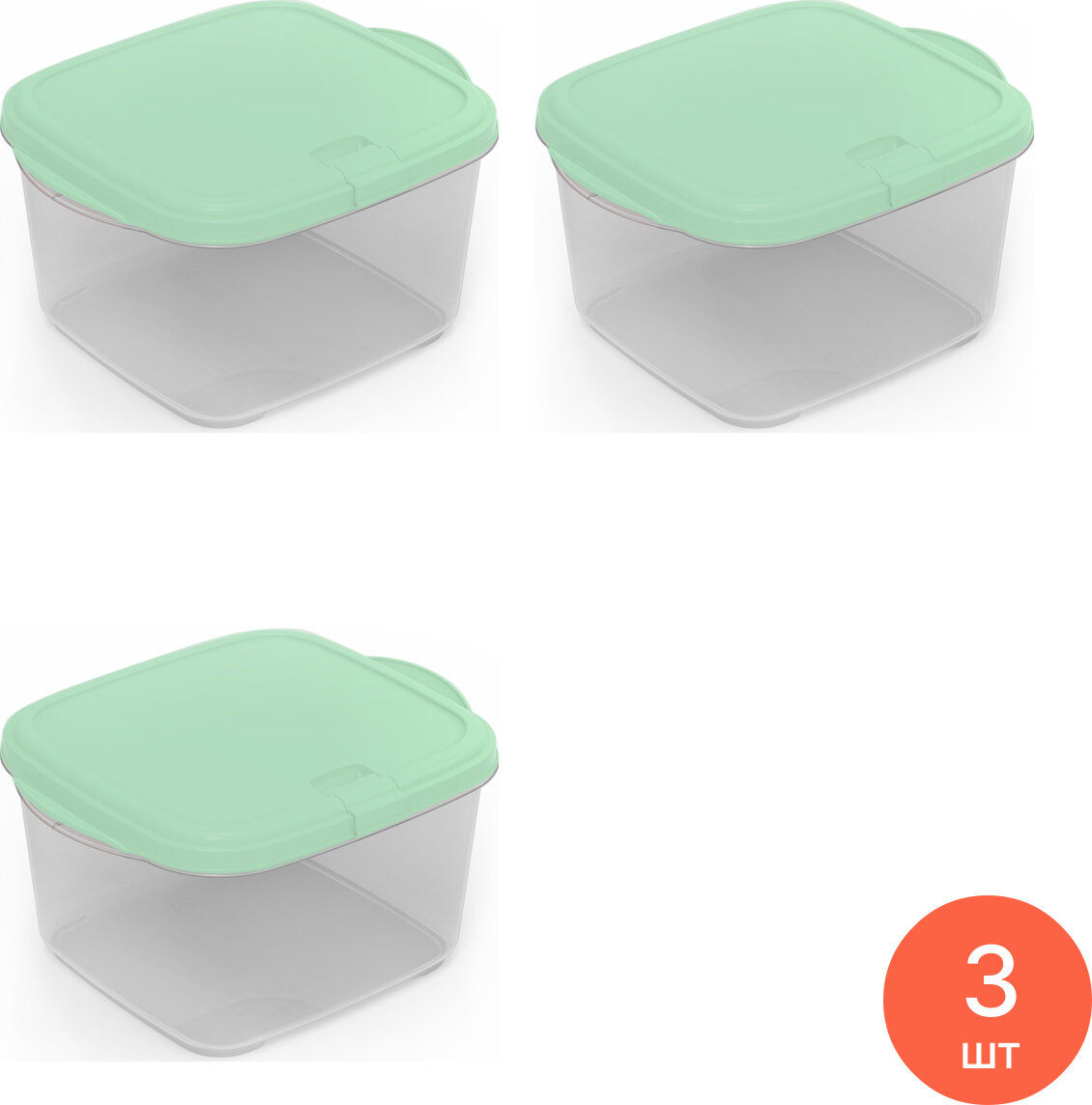 Контейнер для хранения продуктов Полимербыт Click пластиковый с крышкой прямоугольный объем 0.9л / емкость герметичная (комплект из 3 шт)