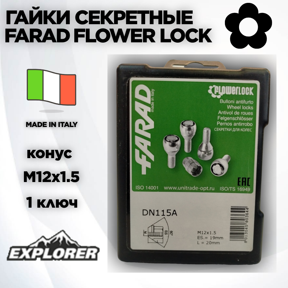 Секретки FARAD BLOC DN115A гайка конус M12 x 1,5
