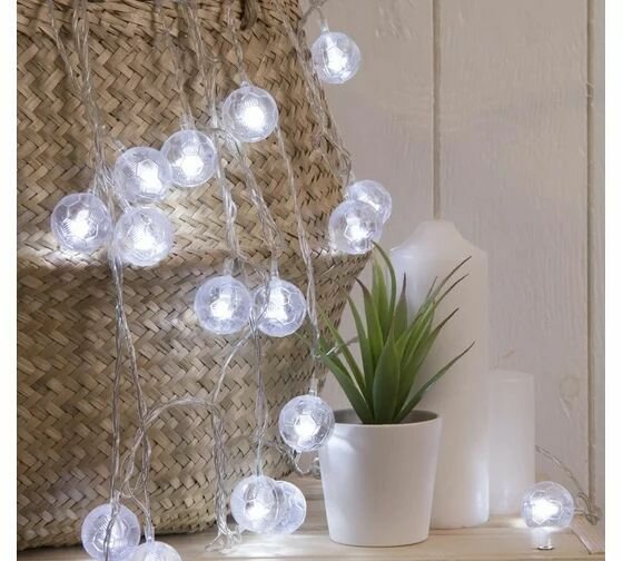 Нить Luazon DCR 5 м, с насадками Футбольный мяч, IP20, Н. С. LED-30-220V, 8 режимов, белый 2433913