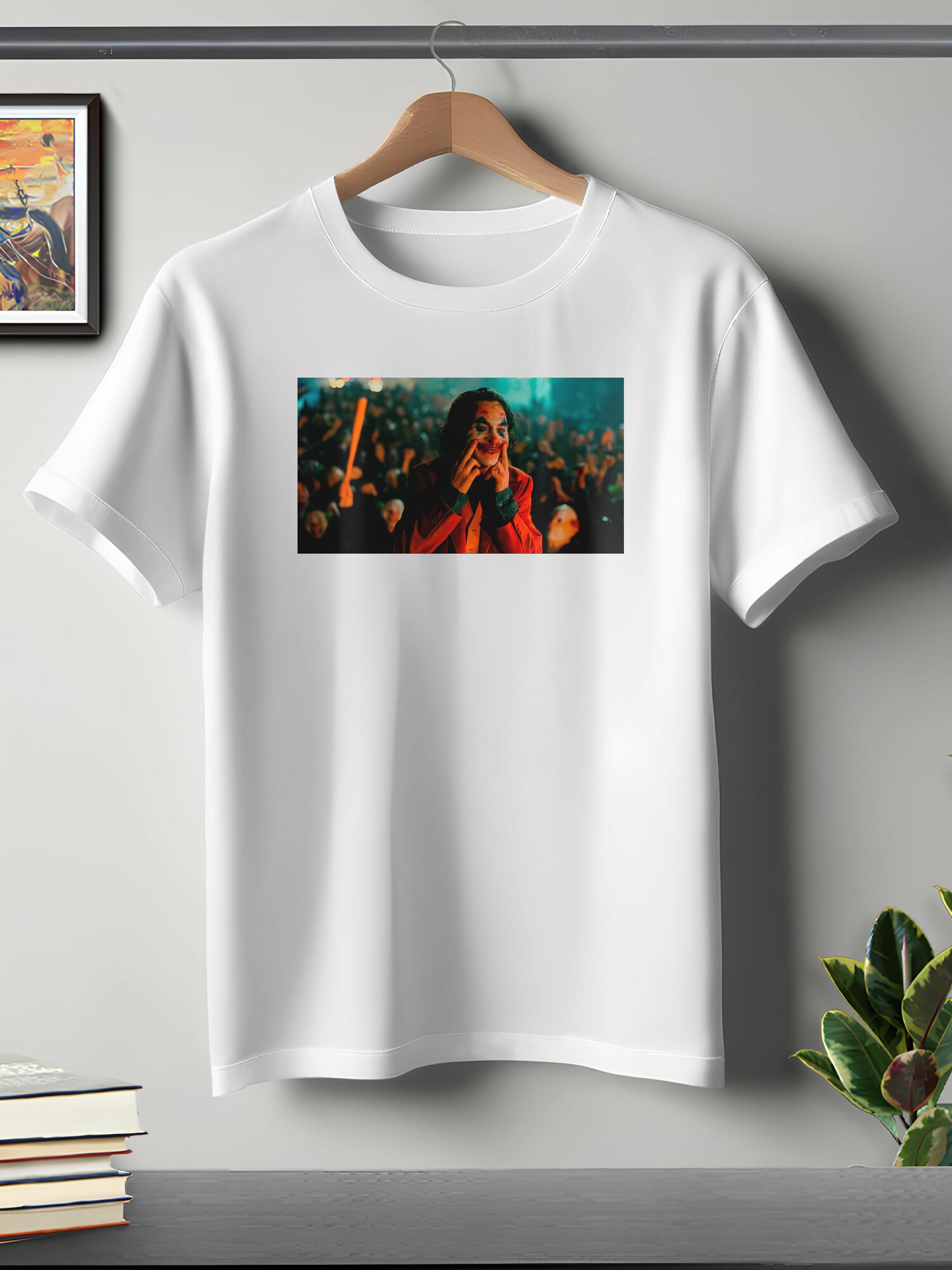 Футболка ONEQ унисекс 50-52 (XL) размер с принтом Джокер, белая