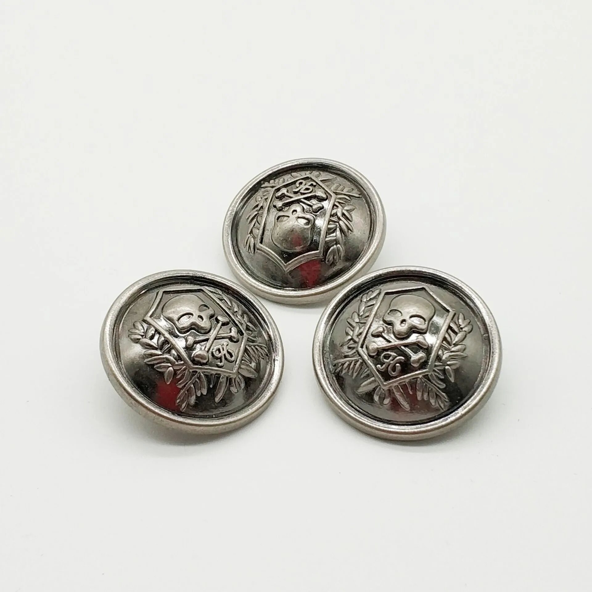 Металлические пуговицы-черепа 6 шт. Серебряный, 12mm, NB-2-220-2