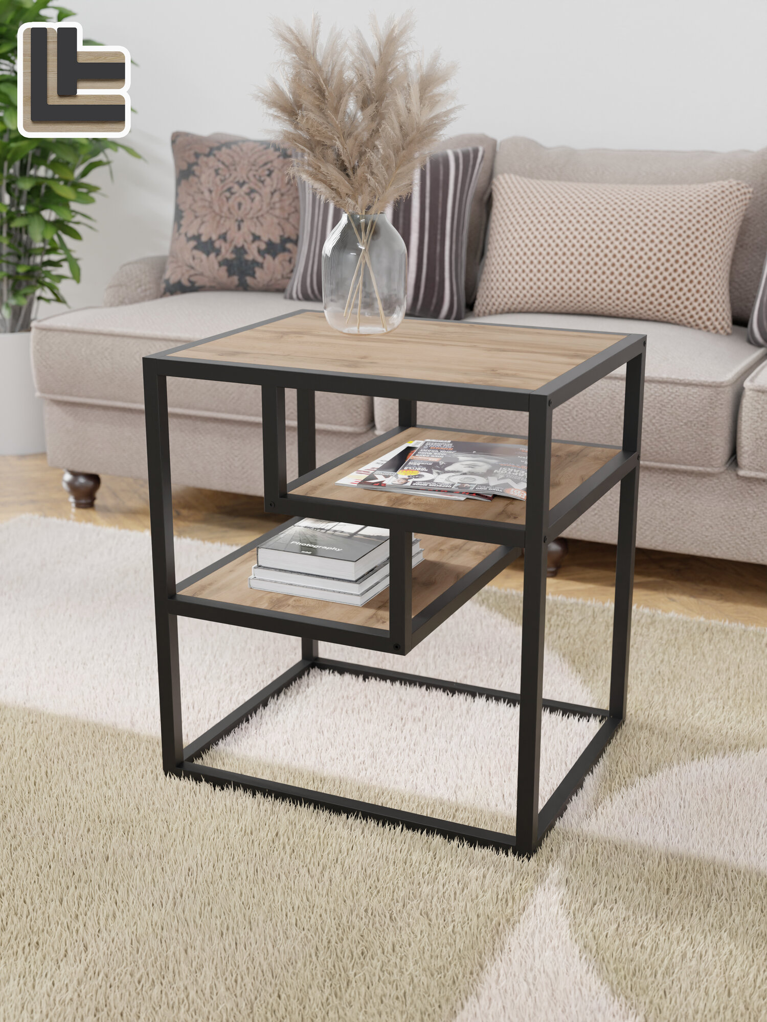 Тумба Landloft "Бредли" лофт, модульная, ЛДСП, цвет дуб вотан