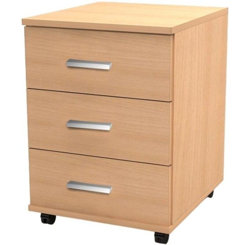 Тумба подкатная КНР мобильная, 3 ящика, 405x460x560 бук невский