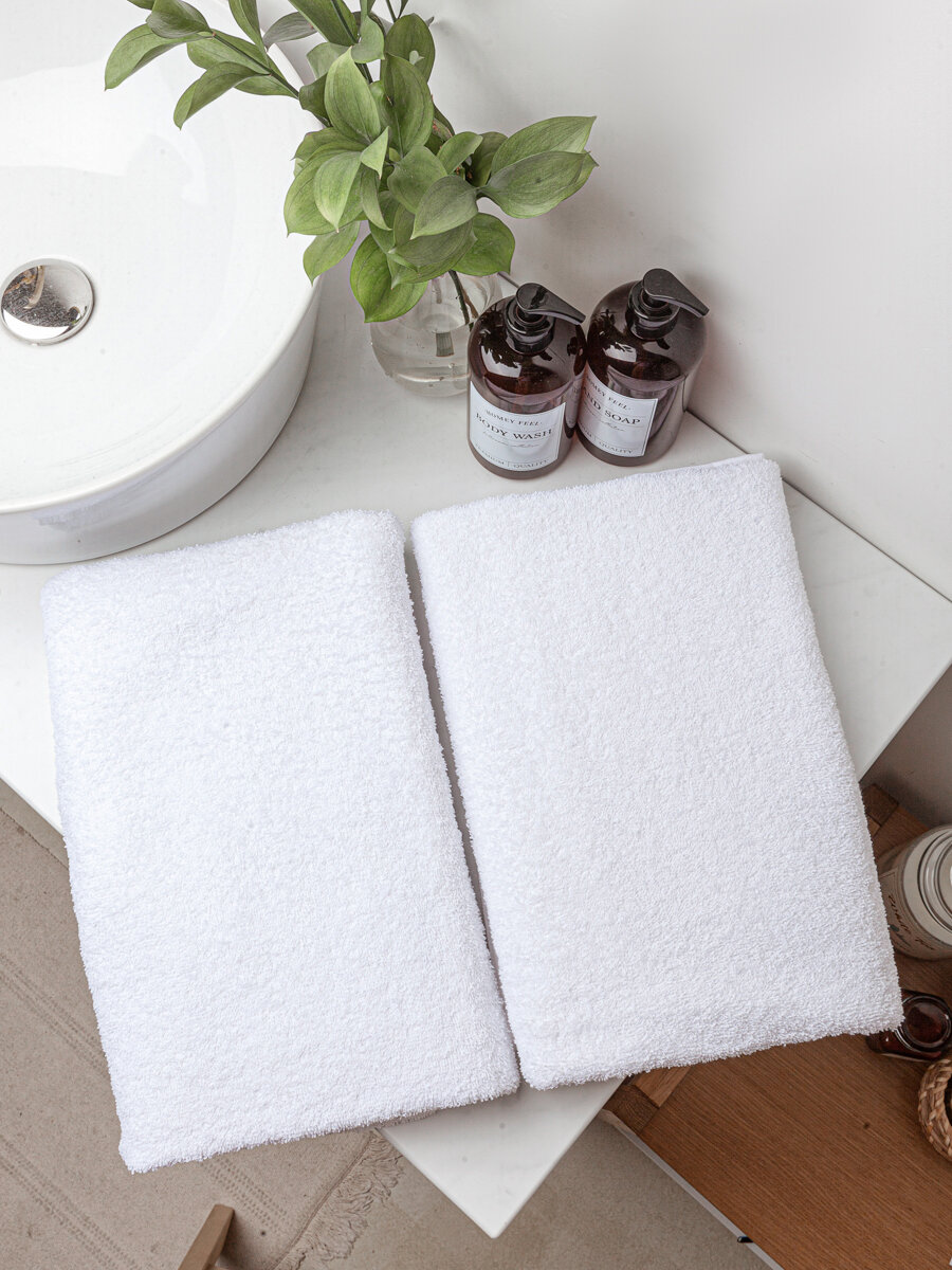 Набор махровых полотенец Sandal "оптима" 70*140 см, цвет - белый, пл. 380 гр. - 2 шт.