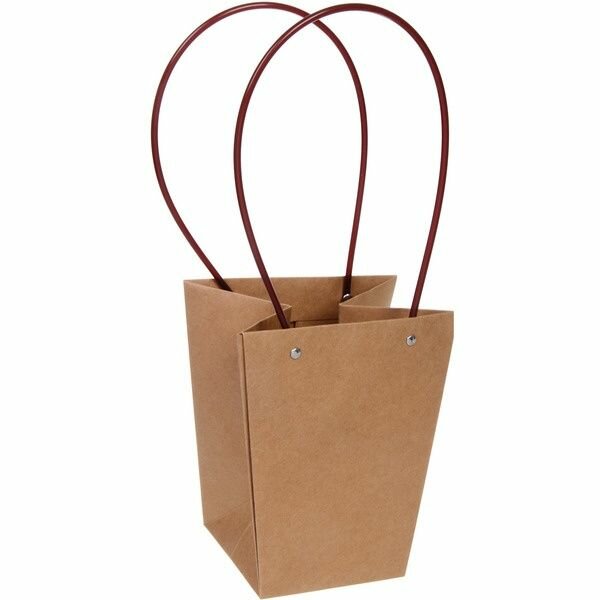 Пакет подарочный КНР для цветов и подарков "Нежность" 20х17х12 см, крафт