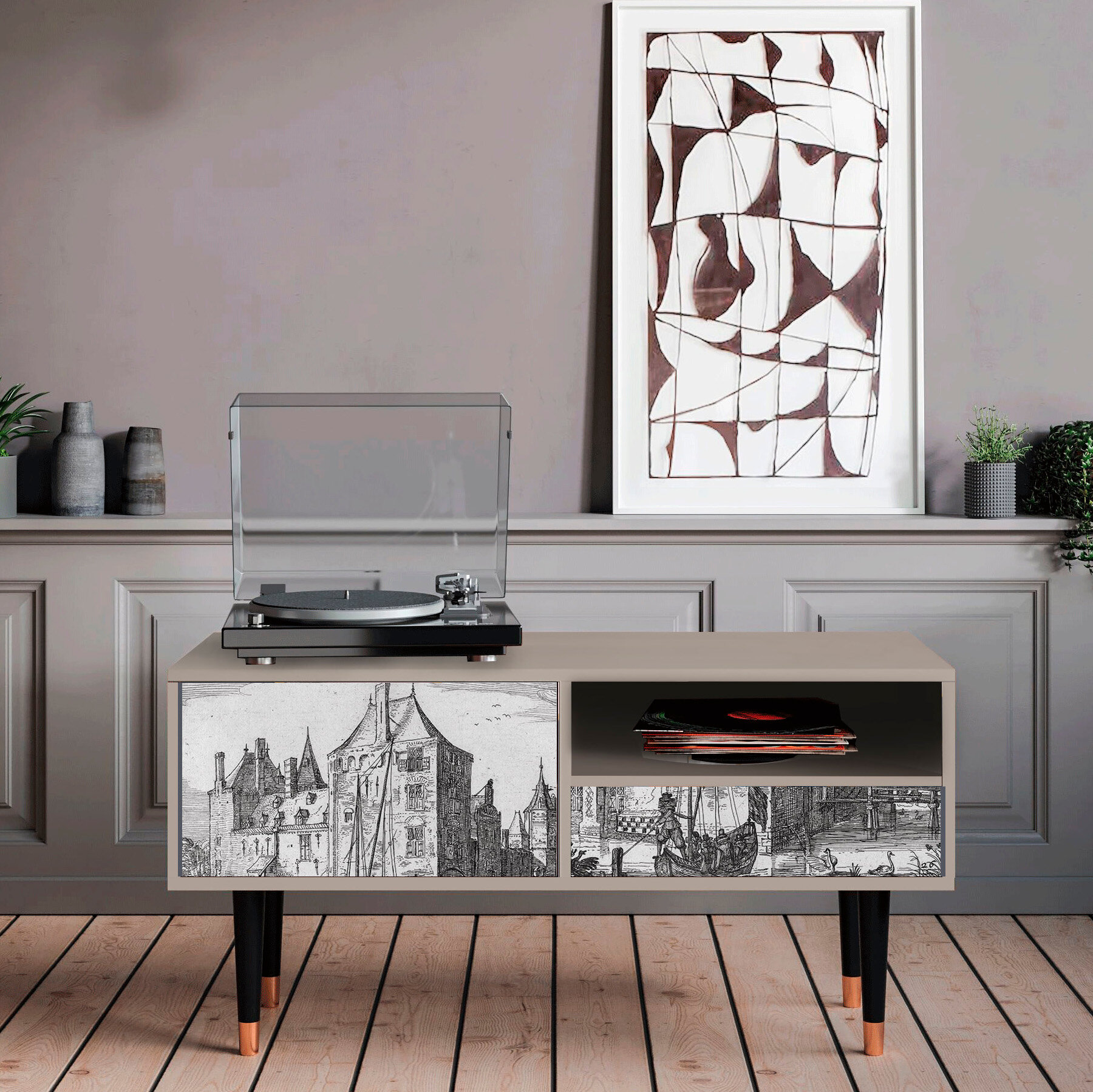 ТВ-Тумба - STORYZ - T3 Castle by Pieter Breugel, Размер - 115 x 59 x 48 см, Цвет корпуса - , Сатин