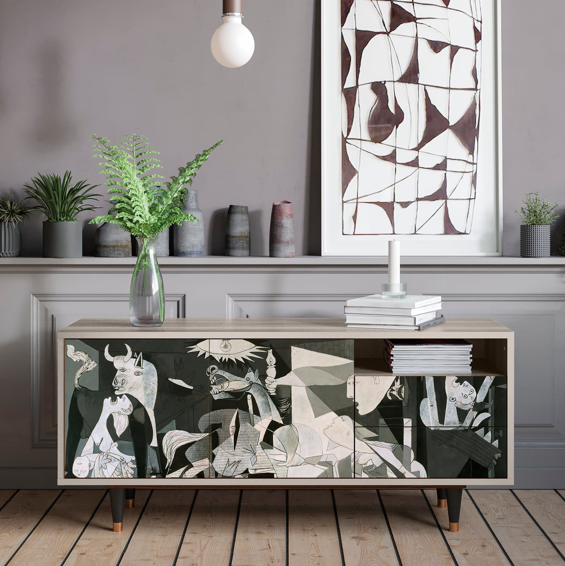 ТВ-Тумба - STORYZ - T7 Guernica by Pablo Picasso, Размер - 125 x 56 x 41 см, Цвет корпуса - , Сатин