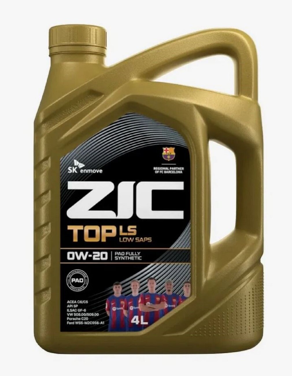 Полностью синтетическое моторное масло ZIC TOP LS 0W-20, канистра 4 литра