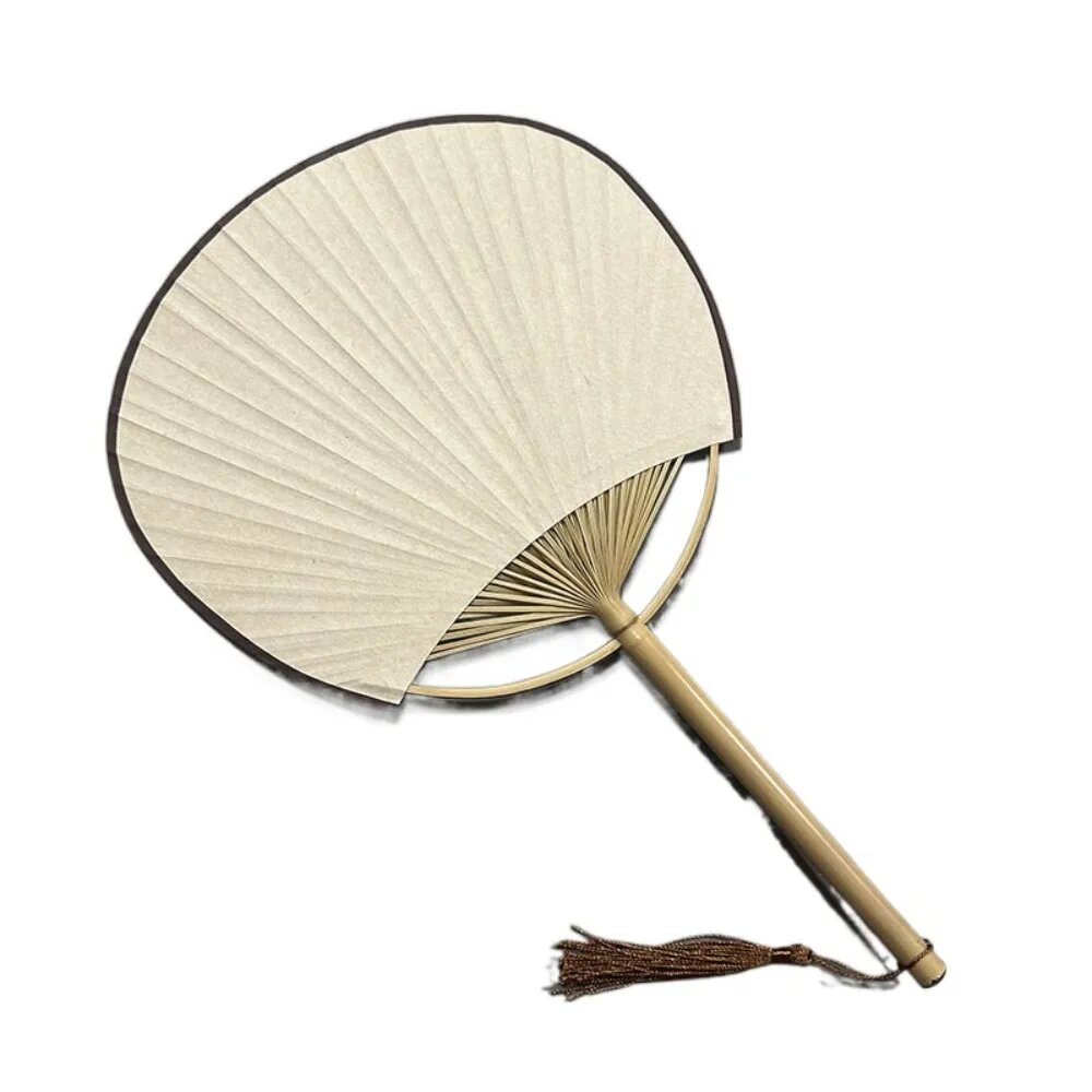 Креативный винтажный веер с ручной росписью и кисточками, бамбуковая ручка, пустой ручной веер, бумага в китайском стиле, сделай сам, танец с веером