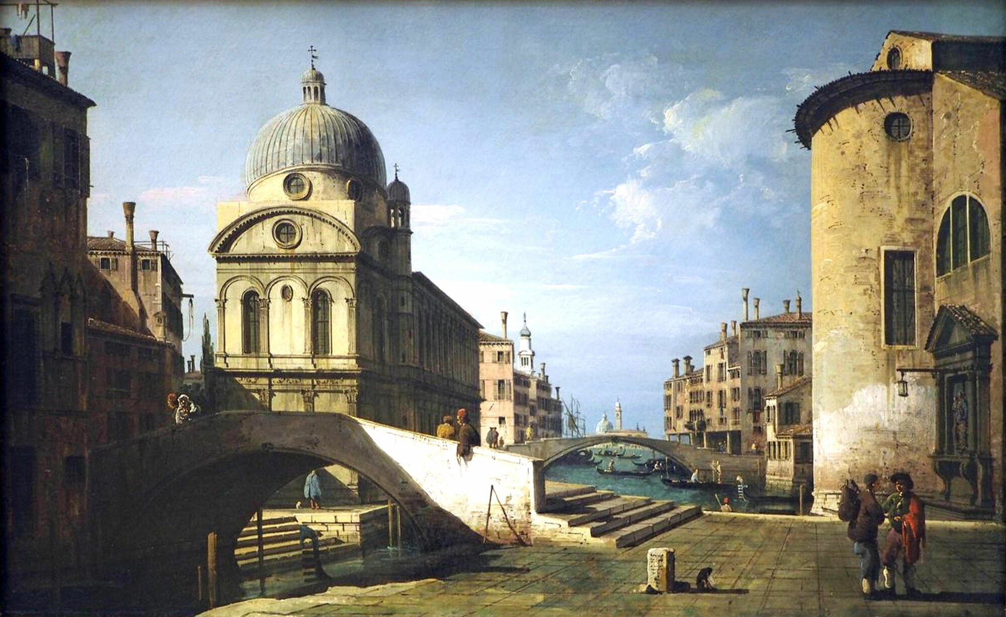 Картина Бернардо Беллотто Архитектурная фантазия с Санта-Мария-дей-Мираколи, Венеция 80х49 см