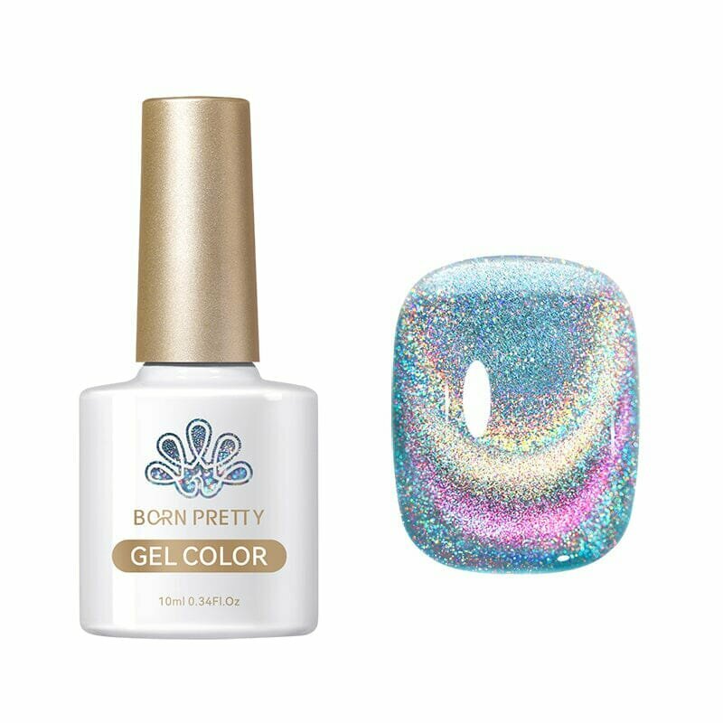 Born Pretty, Rainbow Glass Cat Magnetic Gel - светоотражающий гель-лак кошачий глаз RG04, 10 мл
