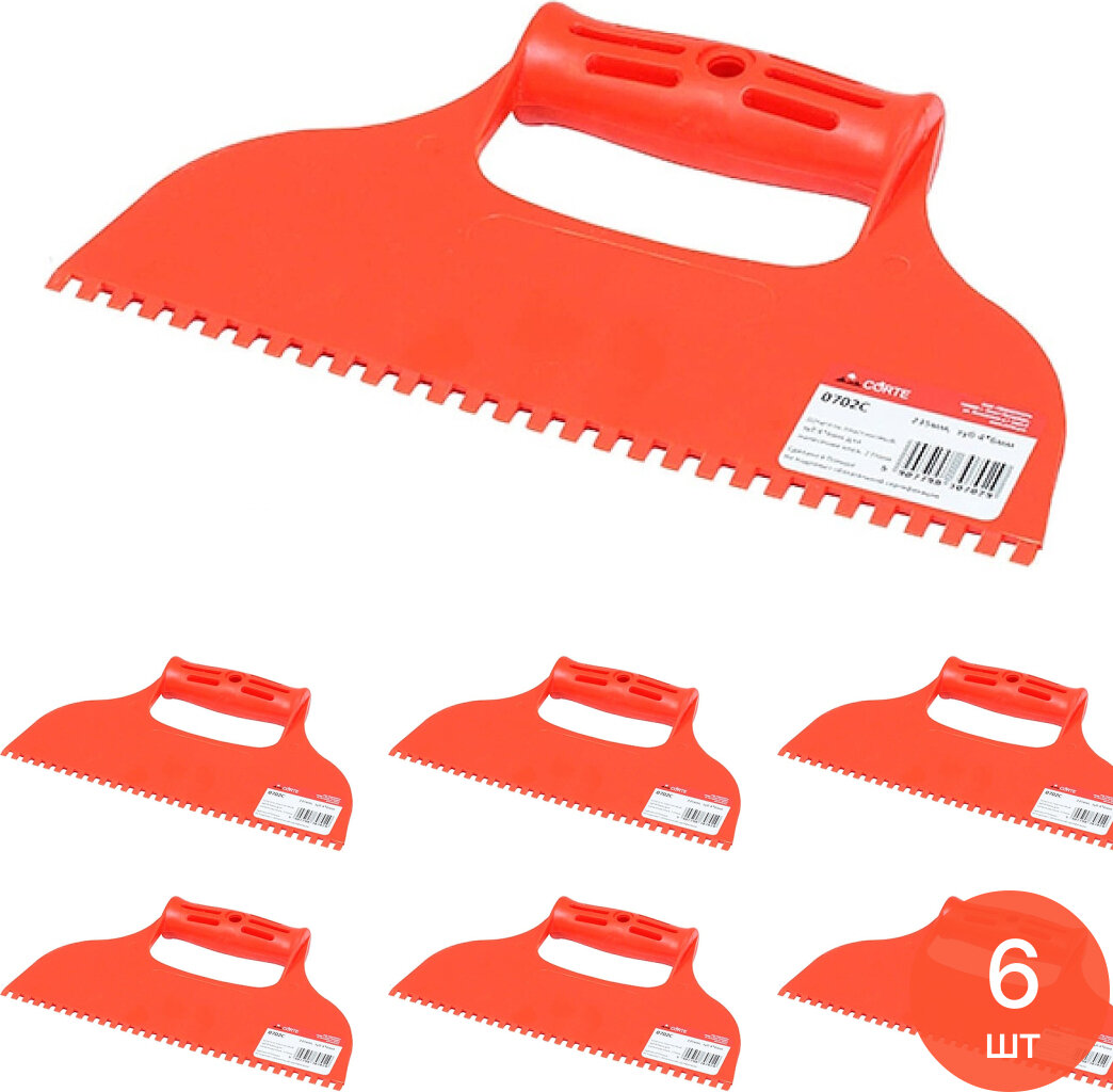 Шпатель строительный CORTE / Корте для нанесения клея, из пластика, 235мм / малярные и отделочные инструменты (комплект из 6 шт)