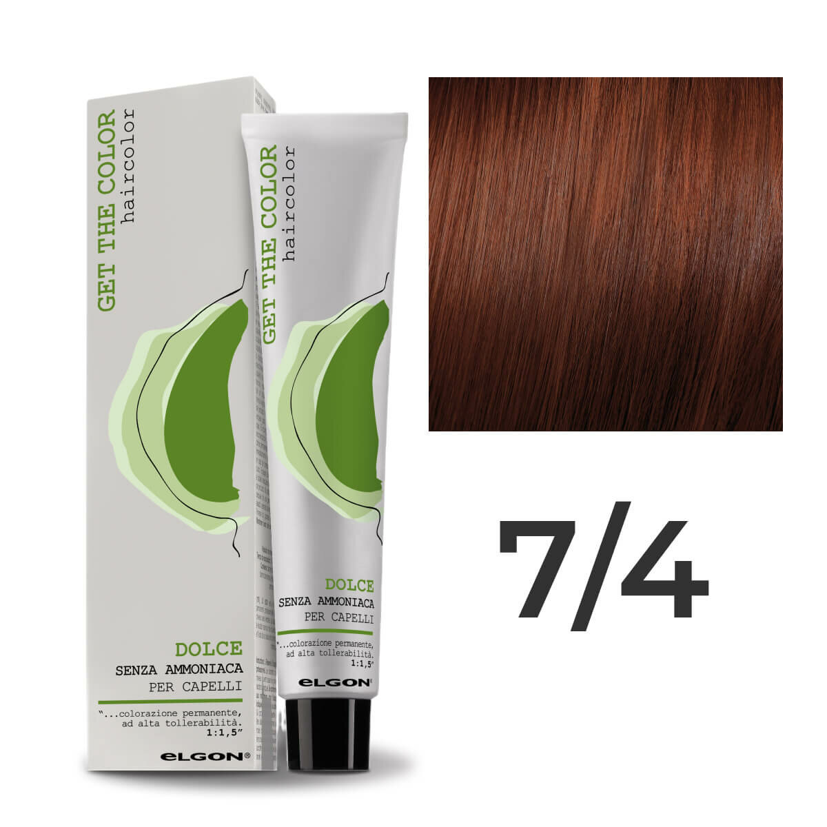 Крем - краска для волос профессиональная Elgon Get the Color Dolce 7/4 Русый Медный 100 мл