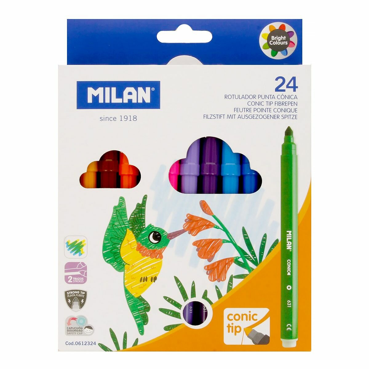 Набор фломастеров MILAN 612324 24шт, стираемые, водная основа, для рисования