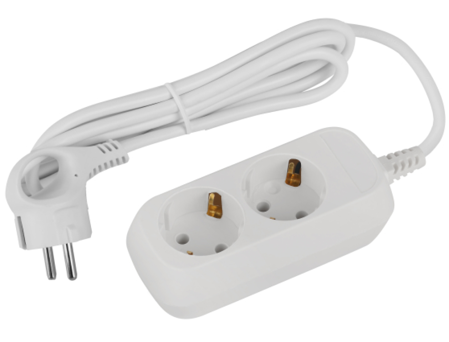 Удлинитель бытовой ЭРА Greenline UDL-16-215-E с заземлением, ПВС 3х1мм², 1.5 метра, 2 розетки белый Б0065079 / сетевой фильтр