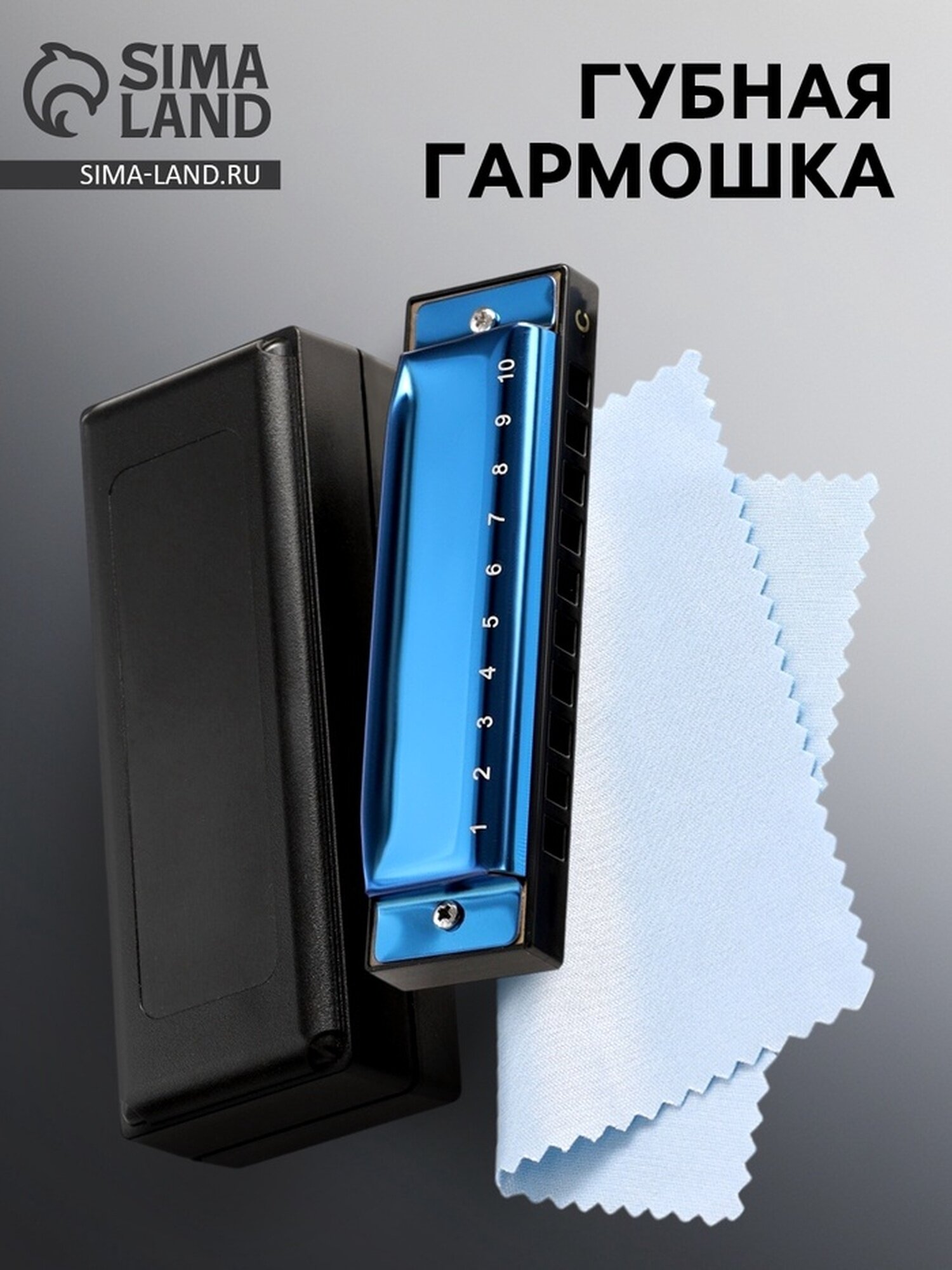 Губная гармошка Music Life T003 C диатоническая, 10 отверстий, с футляром, синяя