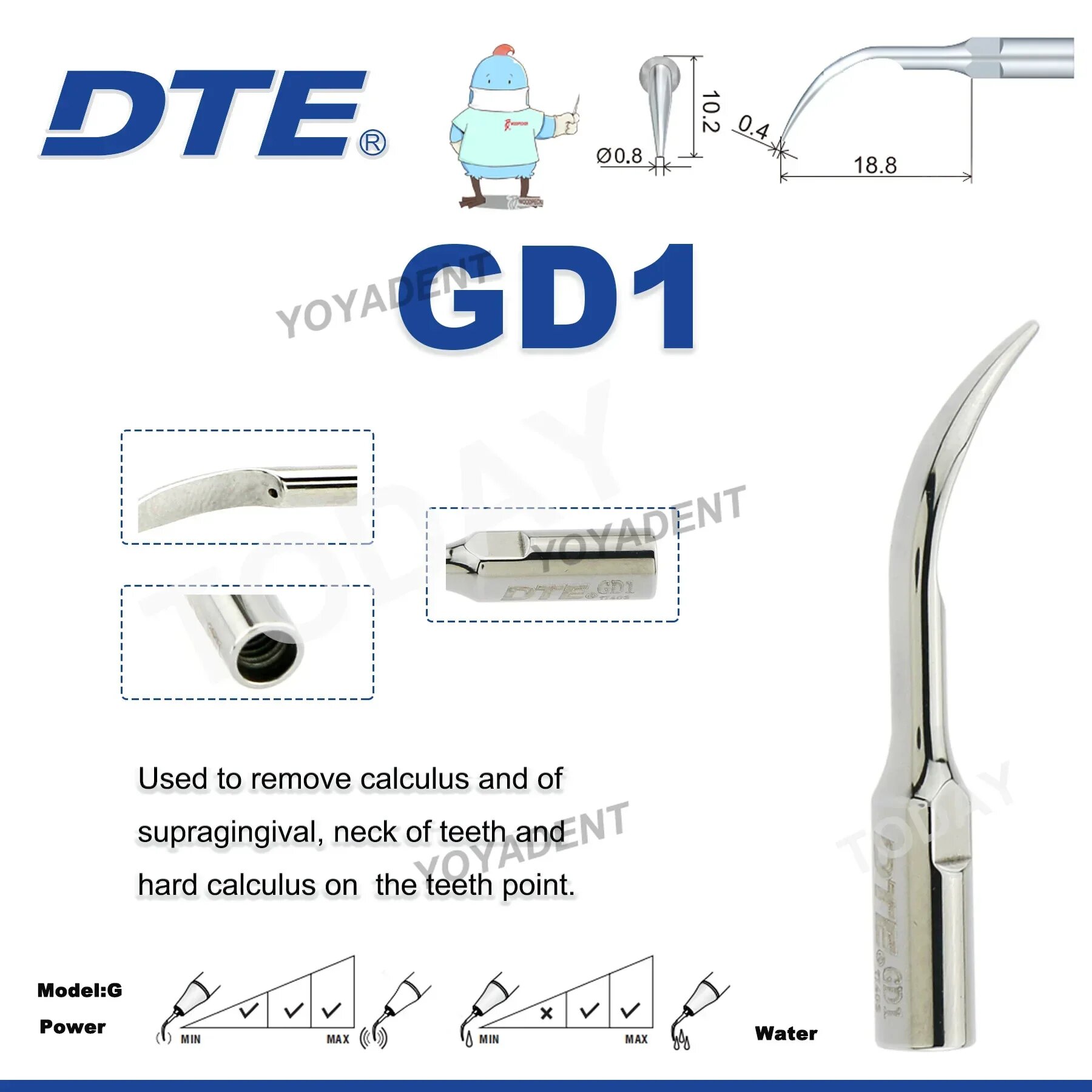 Насадки для ультразвукового скалера Woodpecker DTE GD1