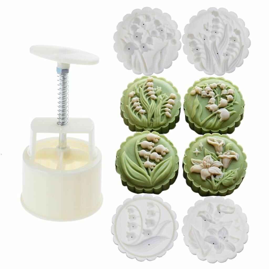 Форма для выпечки, Формочка из 4 штук, 125 г разновидность формочек для лунного торта с узорами-Ландыш и lily of the valley