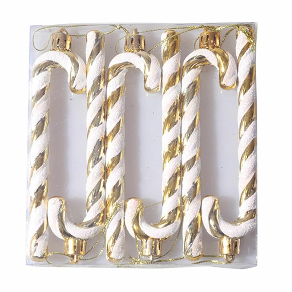 Декоративная елочка,1 упаковка из 6 пластиковых костылей для украшения рождественской елки-золотой