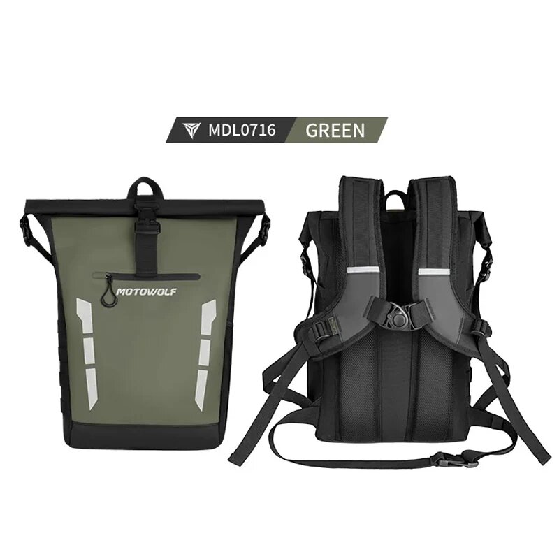 Водонепроницаемый мото рюкзак Motowolf 20л, Army green