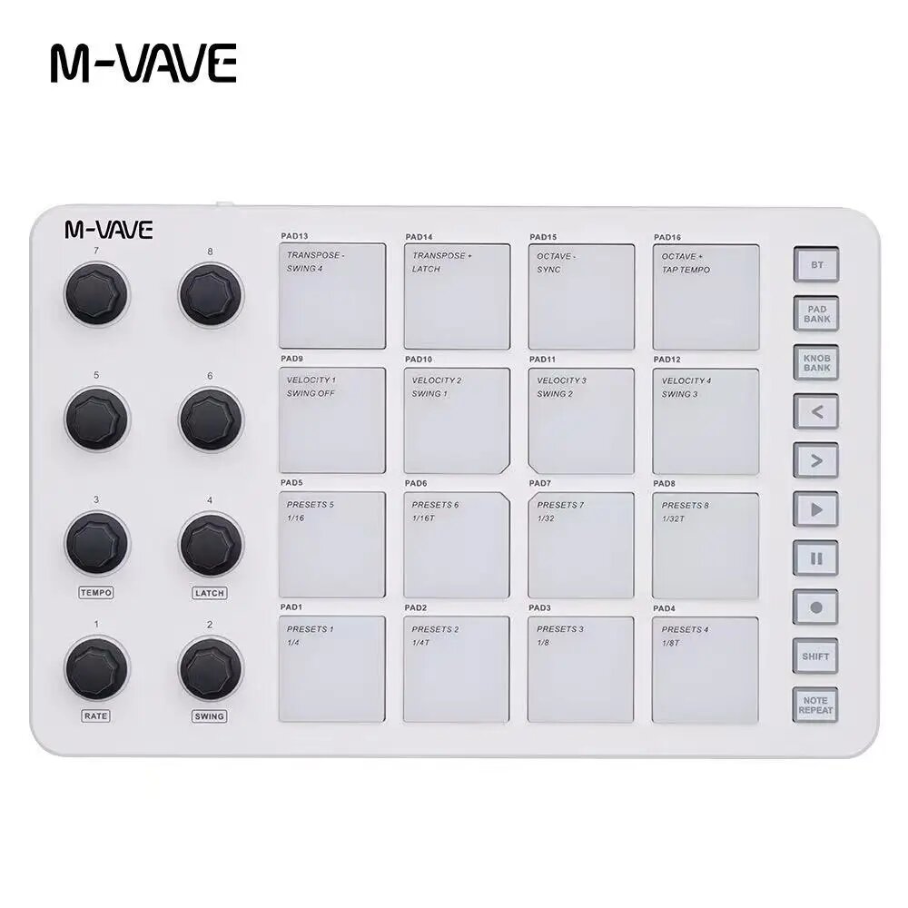 Портативный Беспроводной MIDI-контроллер M-VAVE SMC-PAD С Интерфейсом USB-C