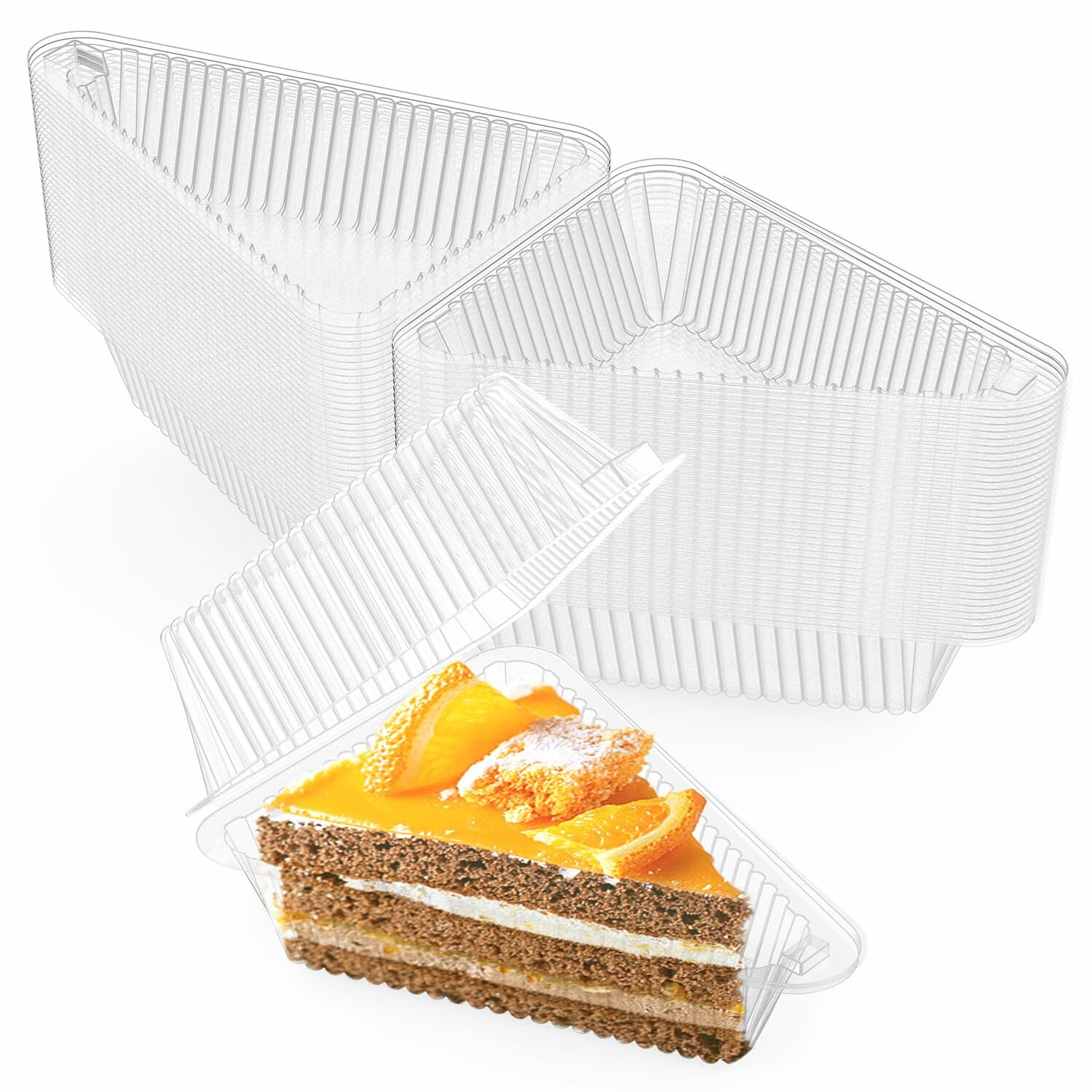 Контейнеры Пластиковые Треугольные Прозрачные с Петляшками Крышками 4.33 Дюйма, 100 Шт. Для Тортов Пирожных Санвичей Мусса Упаковки Еды Торжеств Рождества Праздников Магазинов