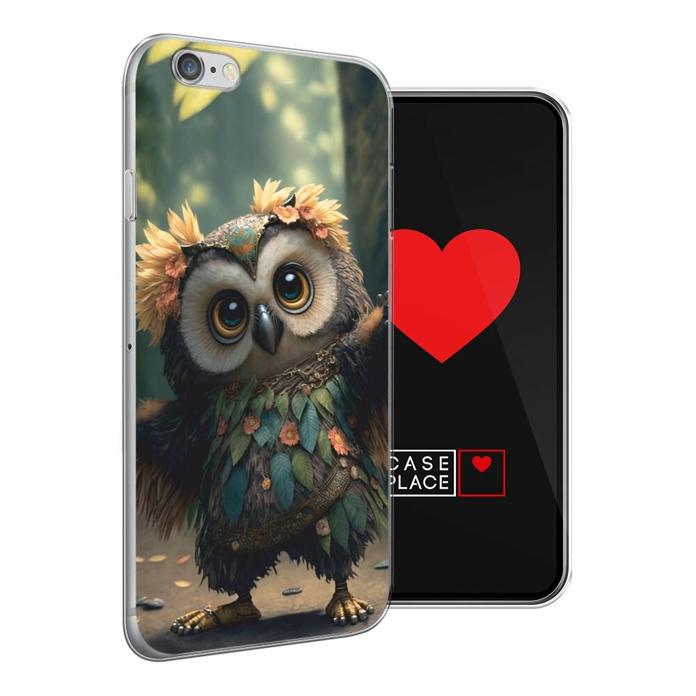 Чехол на Apple iPhone 6 / Айфон 6 с принтом "Тропическая сова" — фото 1